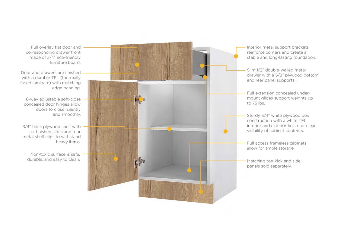 Natural Oak Shaker Kitchen Cabinets | Wood Frameless Cabinets, European ...