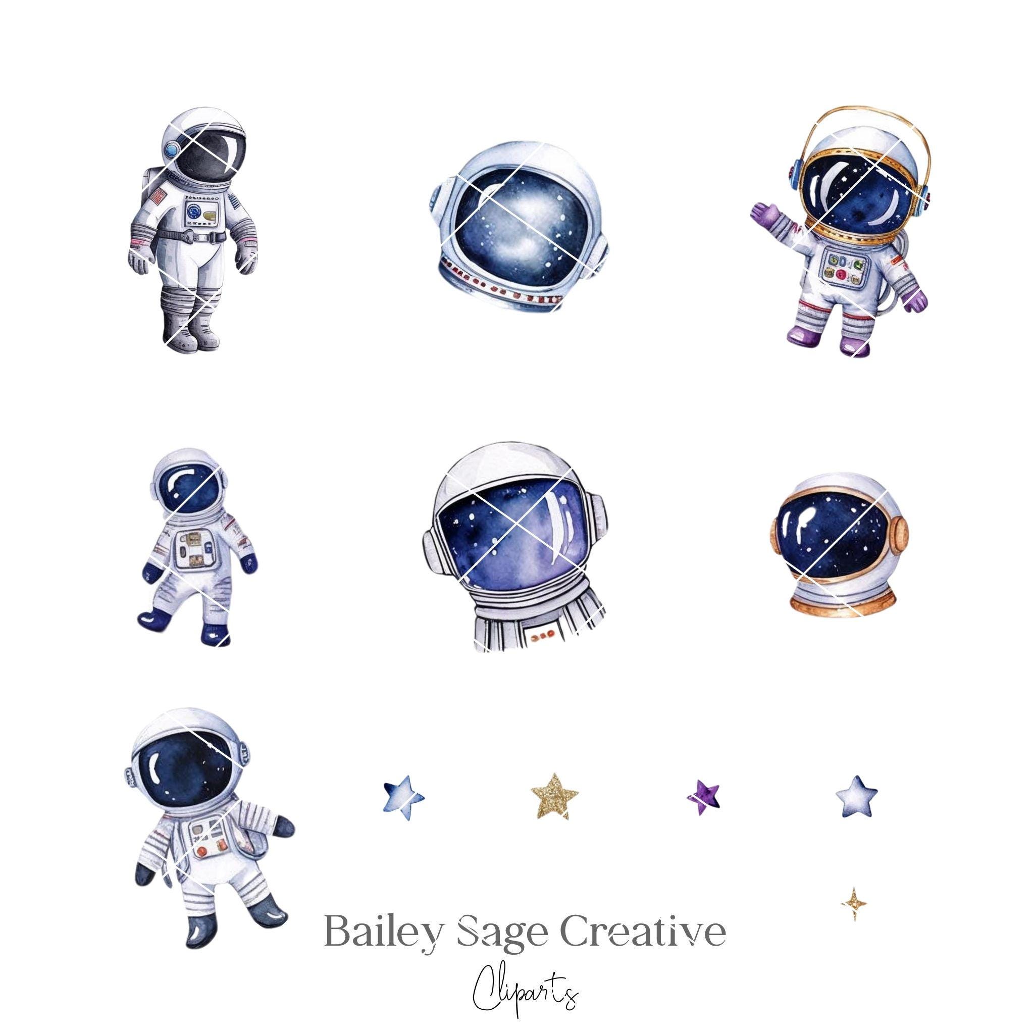 Space Rocketship Watercolor Clipart, 54 Cliparts, Astronaut Clipart - Etsy