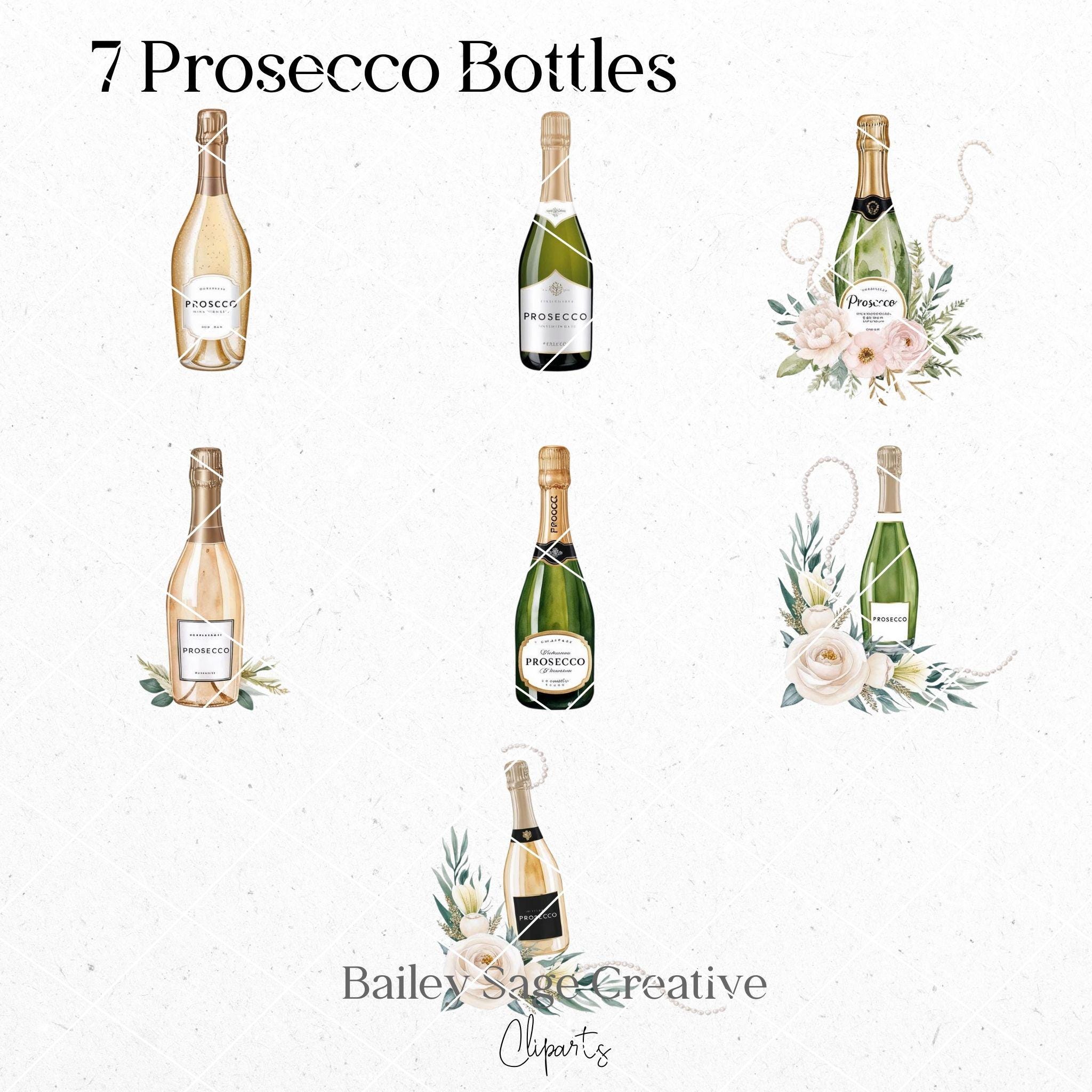 Prosecco With Flowers and Pearls Watercolor Clipart, 44 Cliparts ...