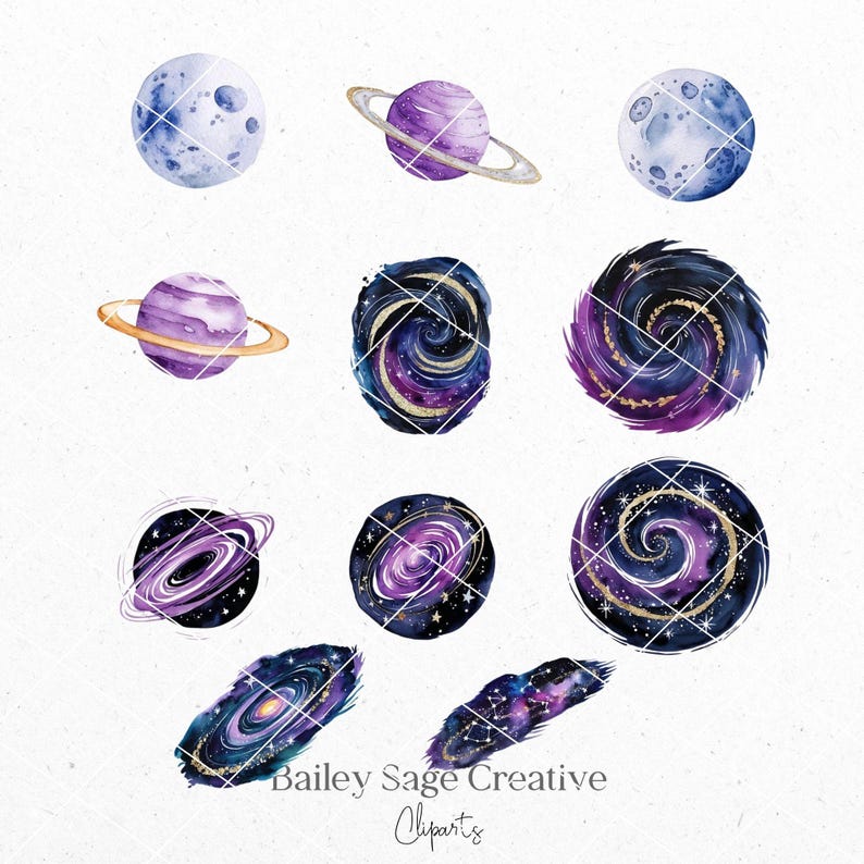 Space Rocketship Watercolor Clipart, 54 Cliparts, Astronaut Clipart - Etsy