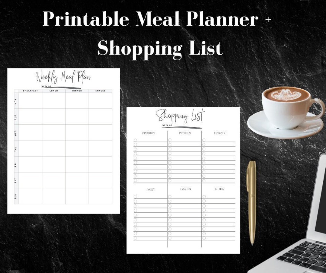 Minimalist Printable Weekly Meal Planner and Shopping List ...