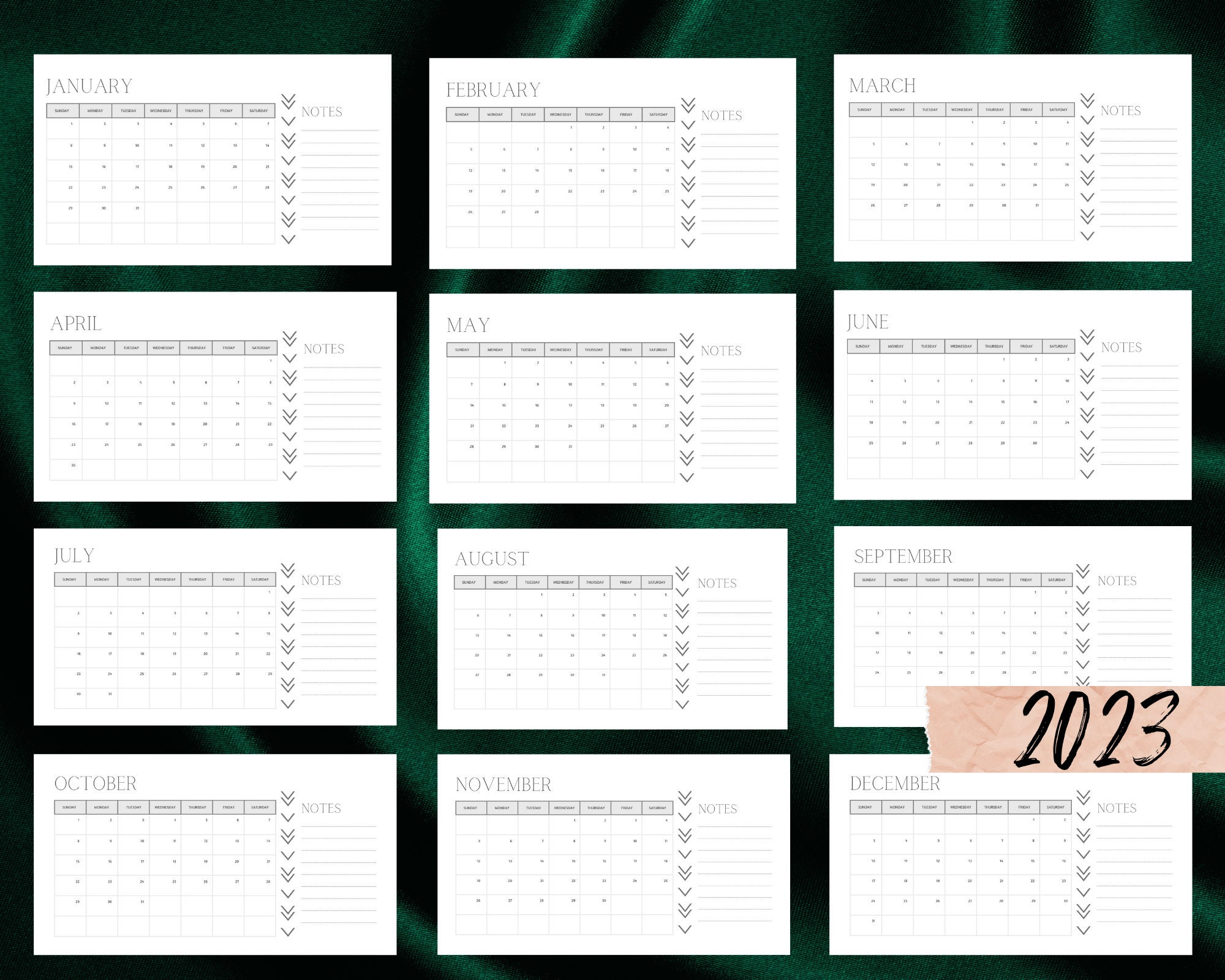 Minimalist 2023 Calendar Printable Calendar Digital Download - Etsy