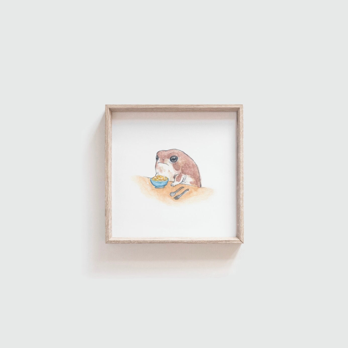 Grumpy Rain Frog Eating Mac and Cheese PRINT - Cozy Watercolor Art - Etsy