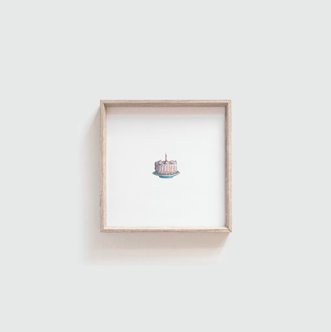Miniature Birthday Cake PRINT // Tiny Art - Etsy