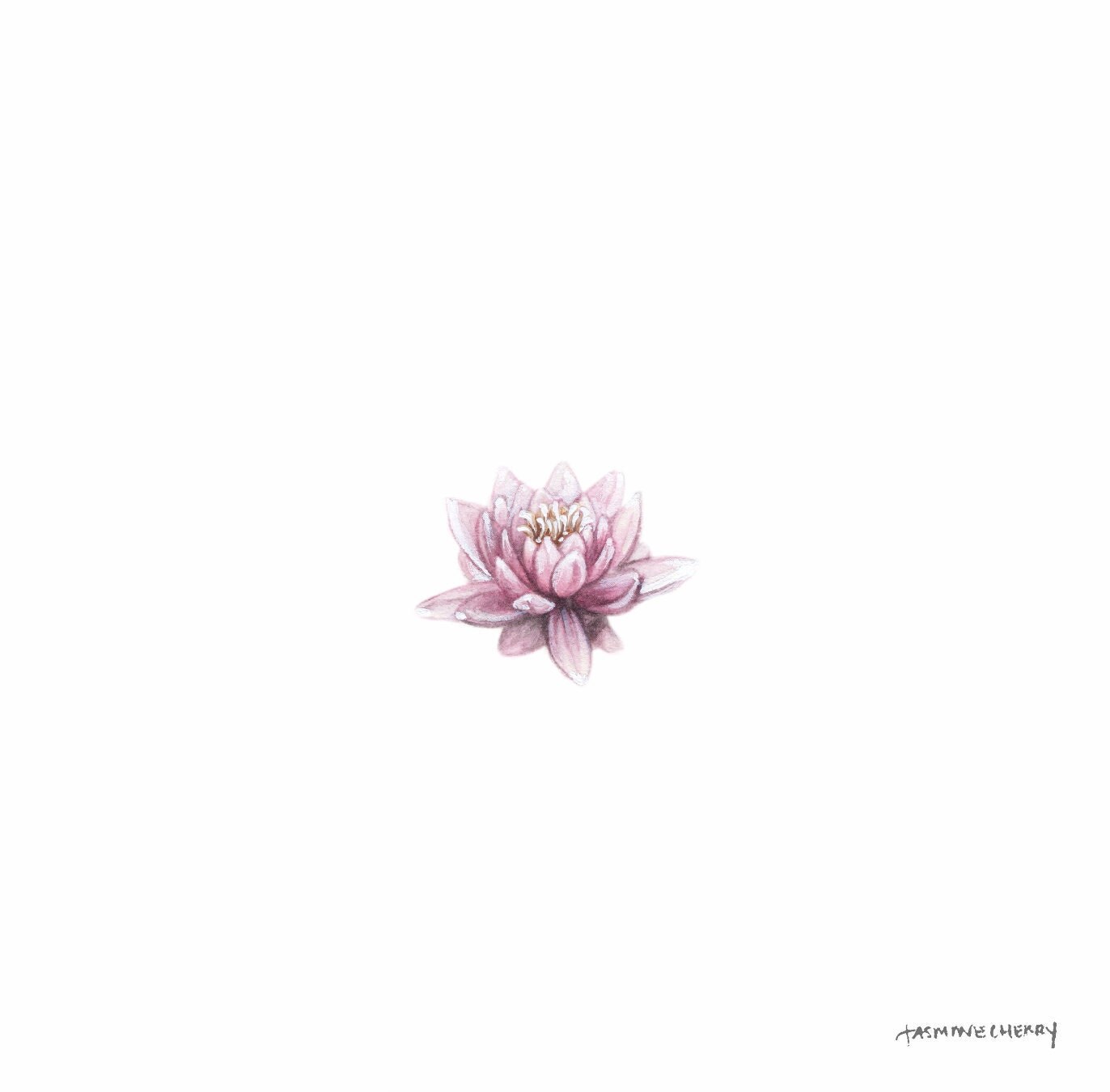 Miniature Lotus Painting PRINT // Tiny Art, Minimalist Art, Cute ...