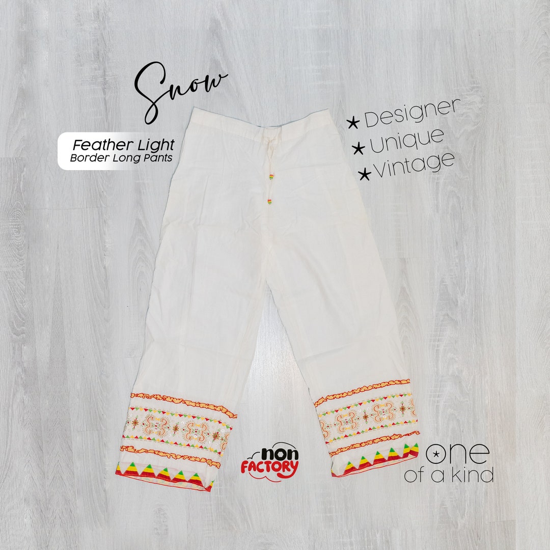 Designer White Pant With Unique Design, Vintage Style Pant, Unique ...