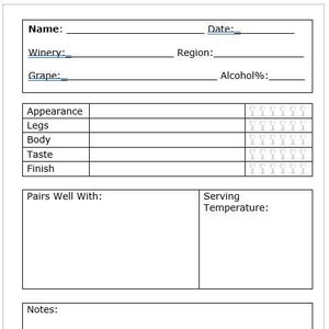 Wine Journal Template - Etsy