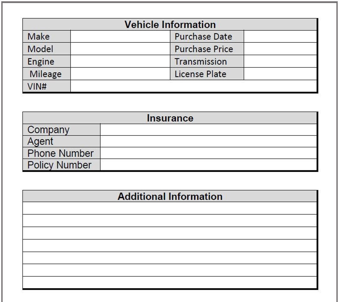 Auto Repair Logbook Template - Etsy