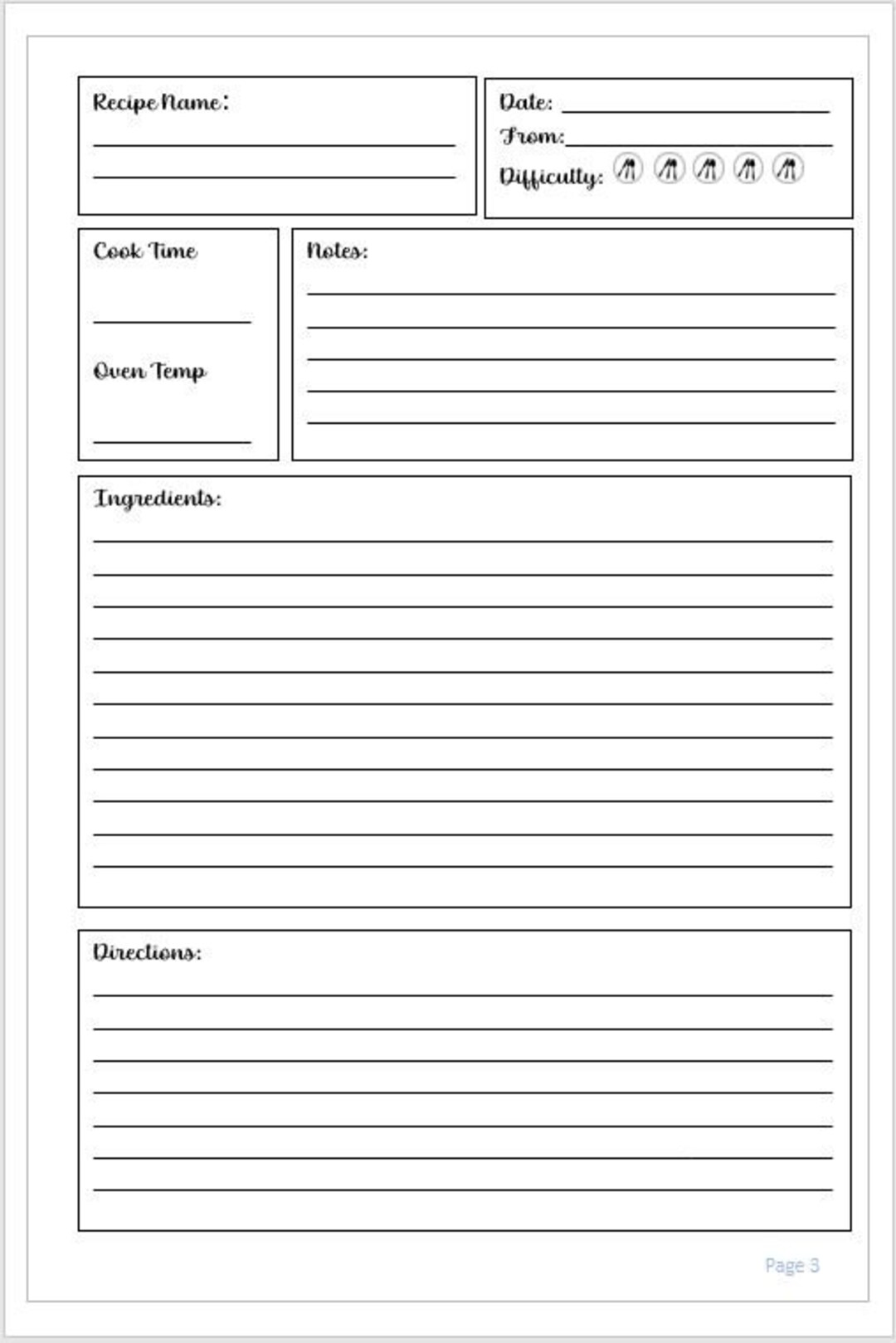 Family Recipes Template - Etsy