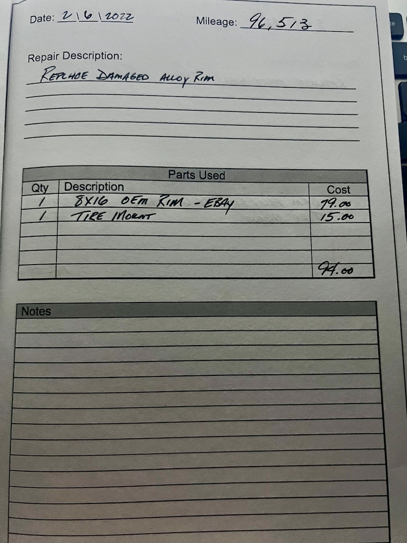Auto Repair Log Book - Etsy