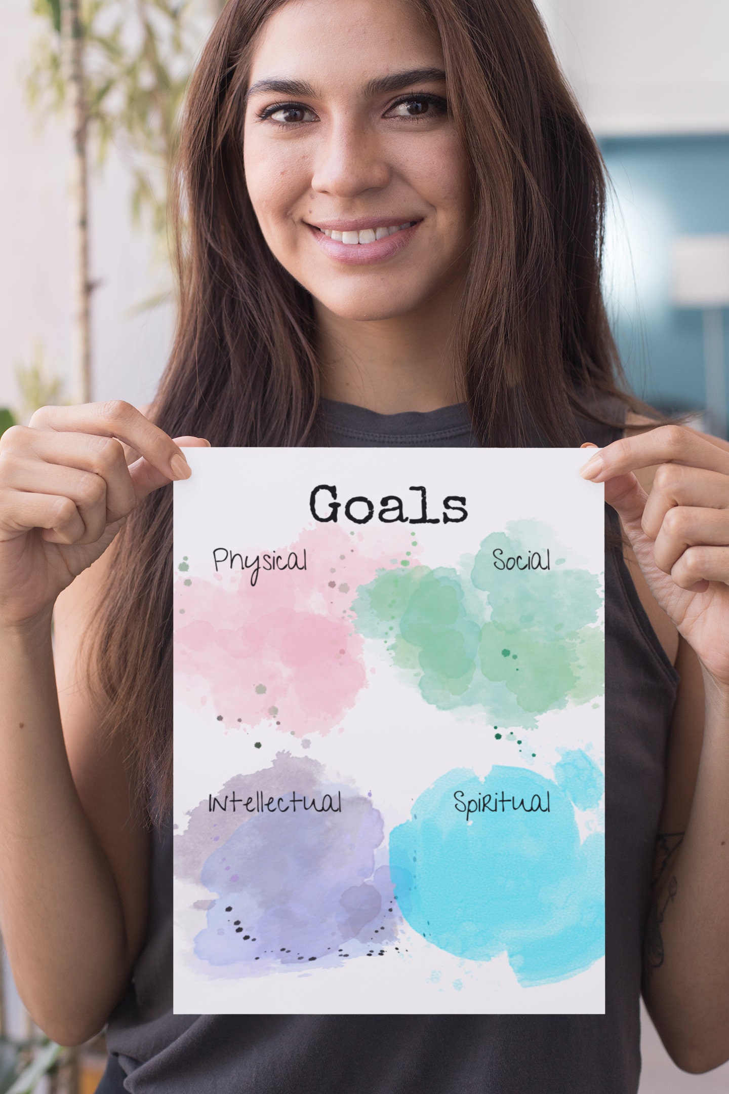 Goal Chart, Goal Chart for Kids, Teens, Watercolor Goal Chart, Children ...