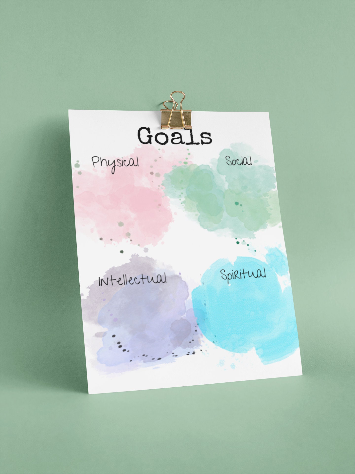 Goal Chart, Goal Chart for Kids, Teens, Watercolor Goal Chart, Children ...