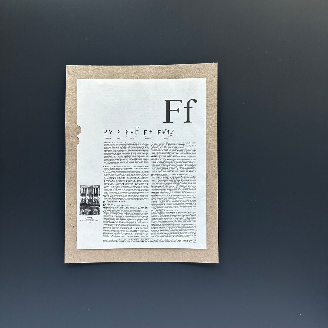 Letter F, Vintage Dictionary Page, Monogram, 7.25” X 9.5”, Wall Art ...