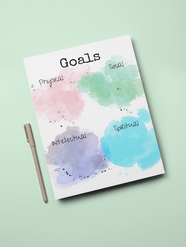 Goal Chart, Goal Chart for Kids, Teens, Watercolor Goal Chart, Children ...