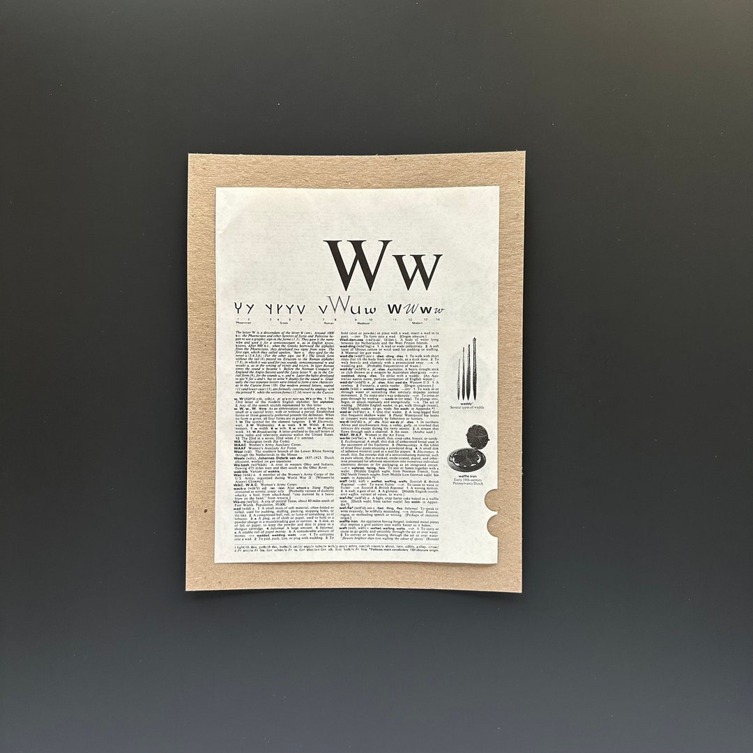 Letter W, Vintage Dictionary Page, Monogram, 7.25” X 9.5”, Wall Art ...