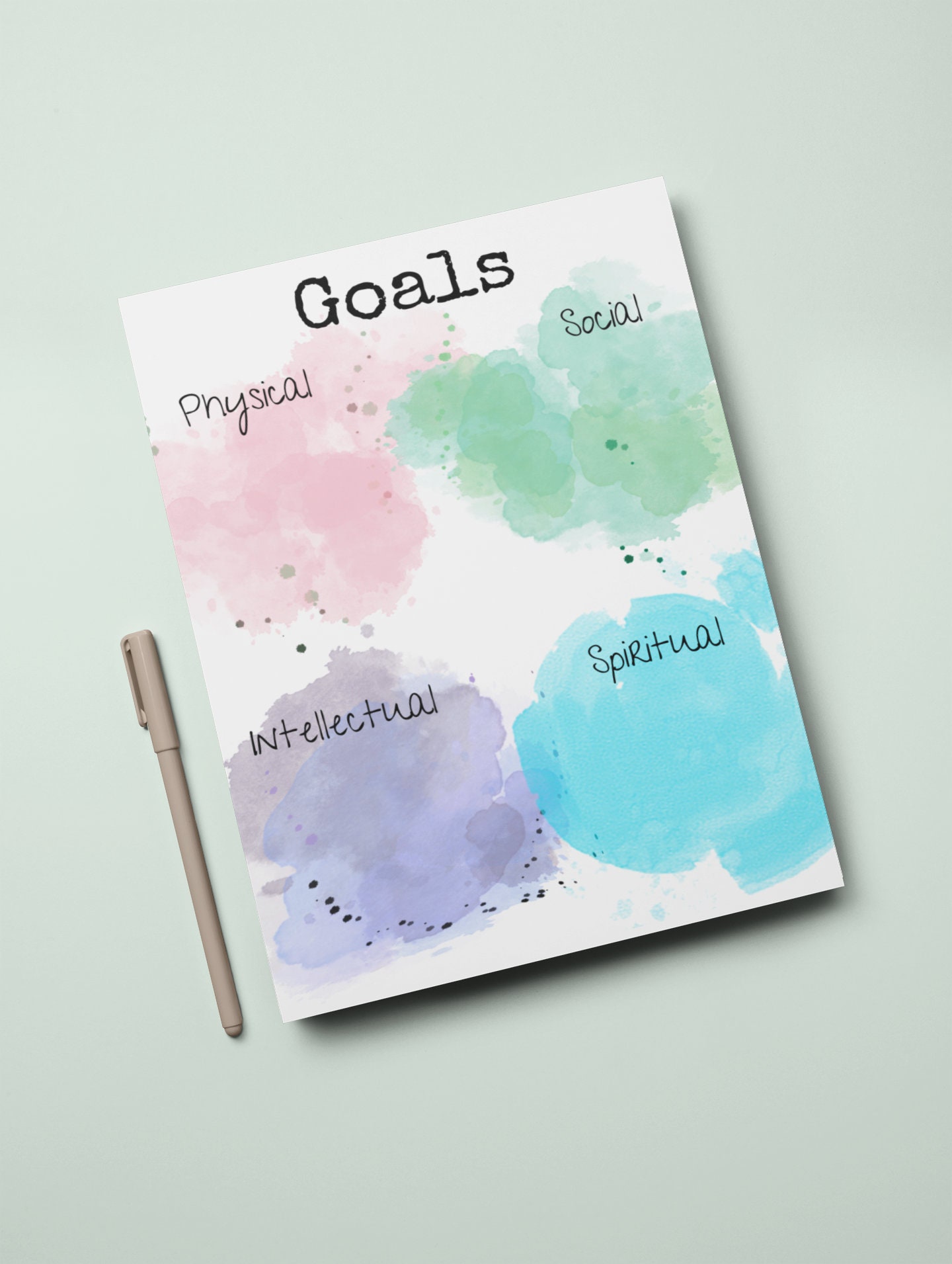 Goal Chart, Goal Chart for Kids, Teens, Watercolor Goal Chart, Children ...