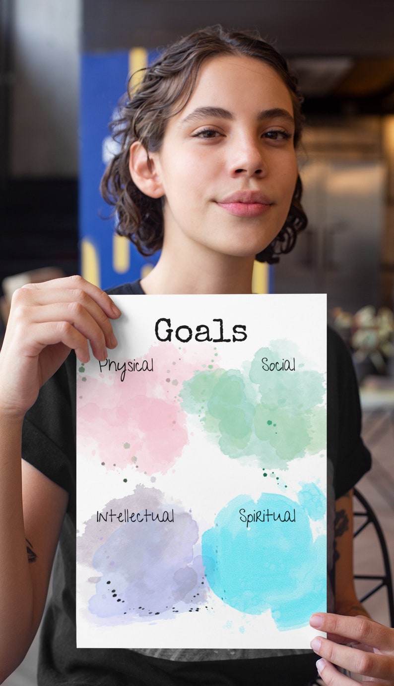 Goal Chart, Goal Chart for Kids, Teens, Watercolor Goal Chart, Children ...