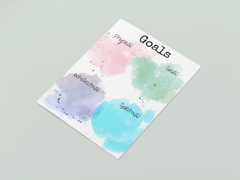 Goal Chart, Goal Chart for Kids, Teens, Watercolor Goal Chart, Children ...