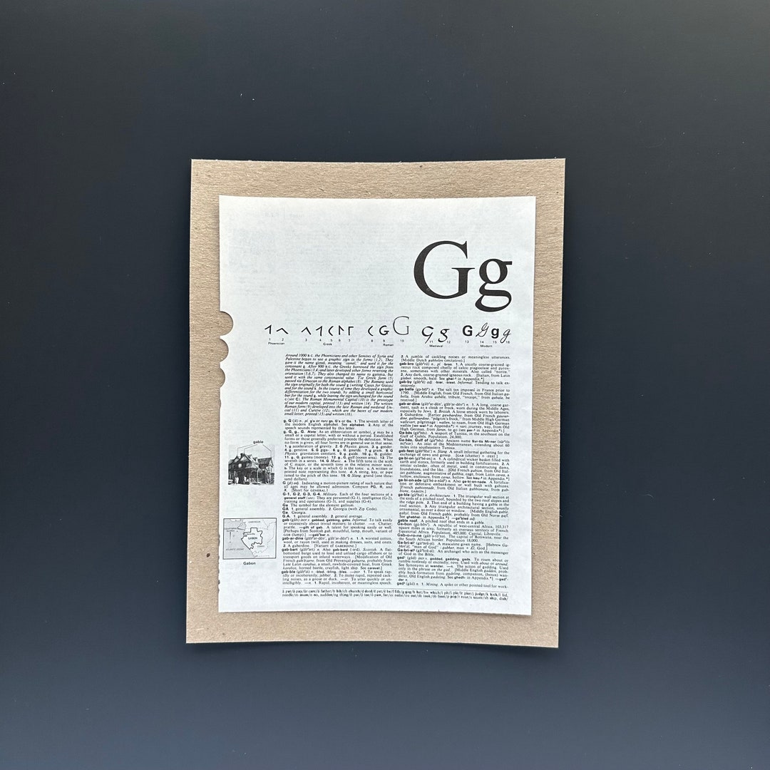 Letter G, Vintage Dictionary Page, Monogram, 7.25” X 9.5”, Wall Art ...