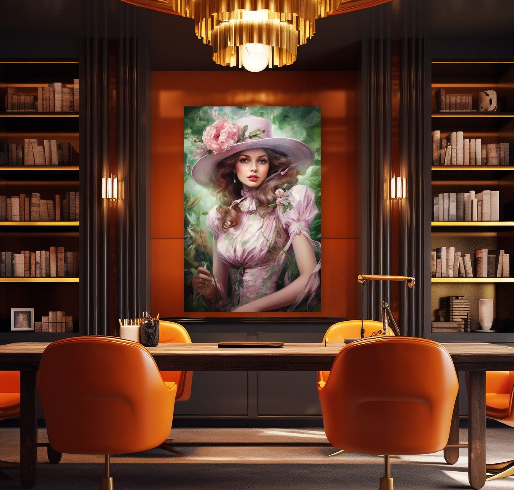 Neo-victorian Lady Wearing a Hat, Canvas Print, Vintage Art, Beautiful ...
