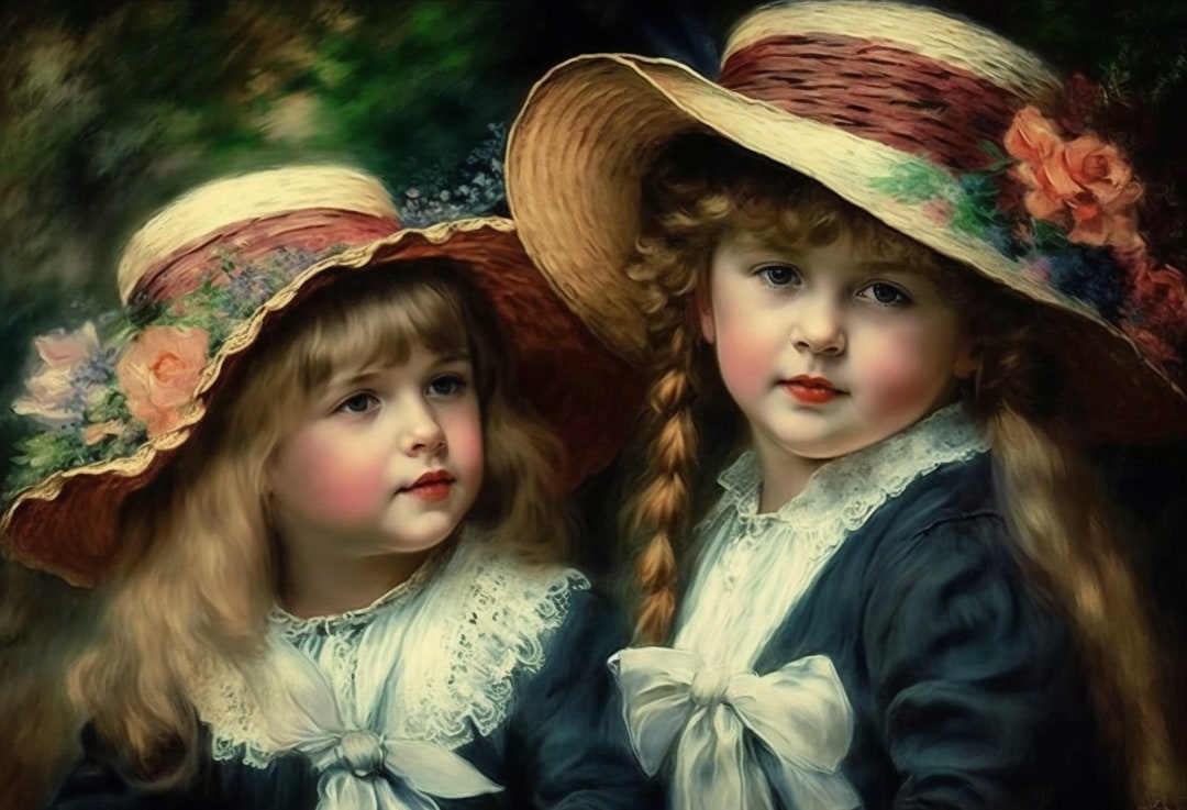 Two Little Girls - Canvas Print, Impressionist Canvas, French ...