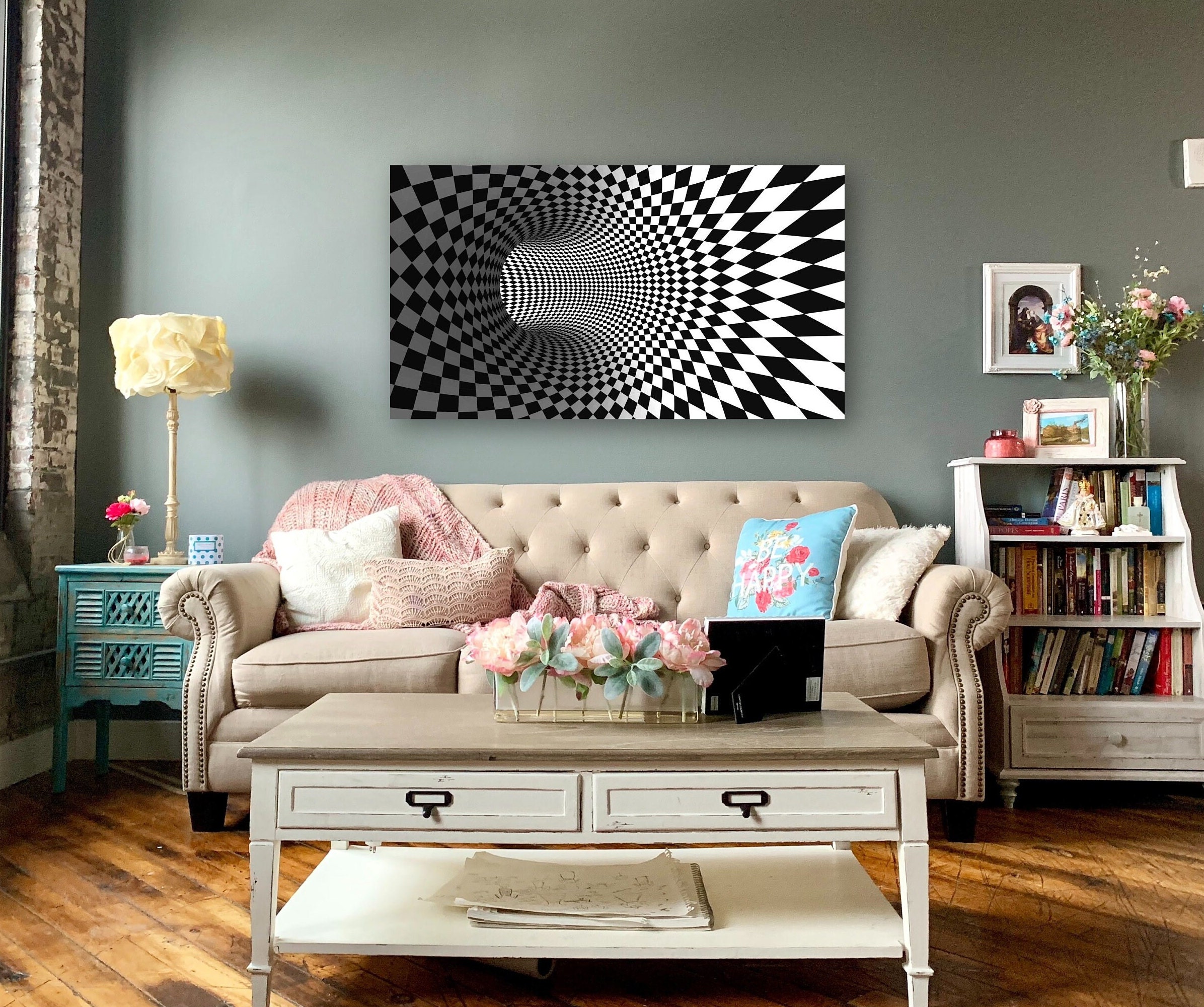 Optical Illusion Canvas 3D Wall Art Living Room Decor Ready - Etsy