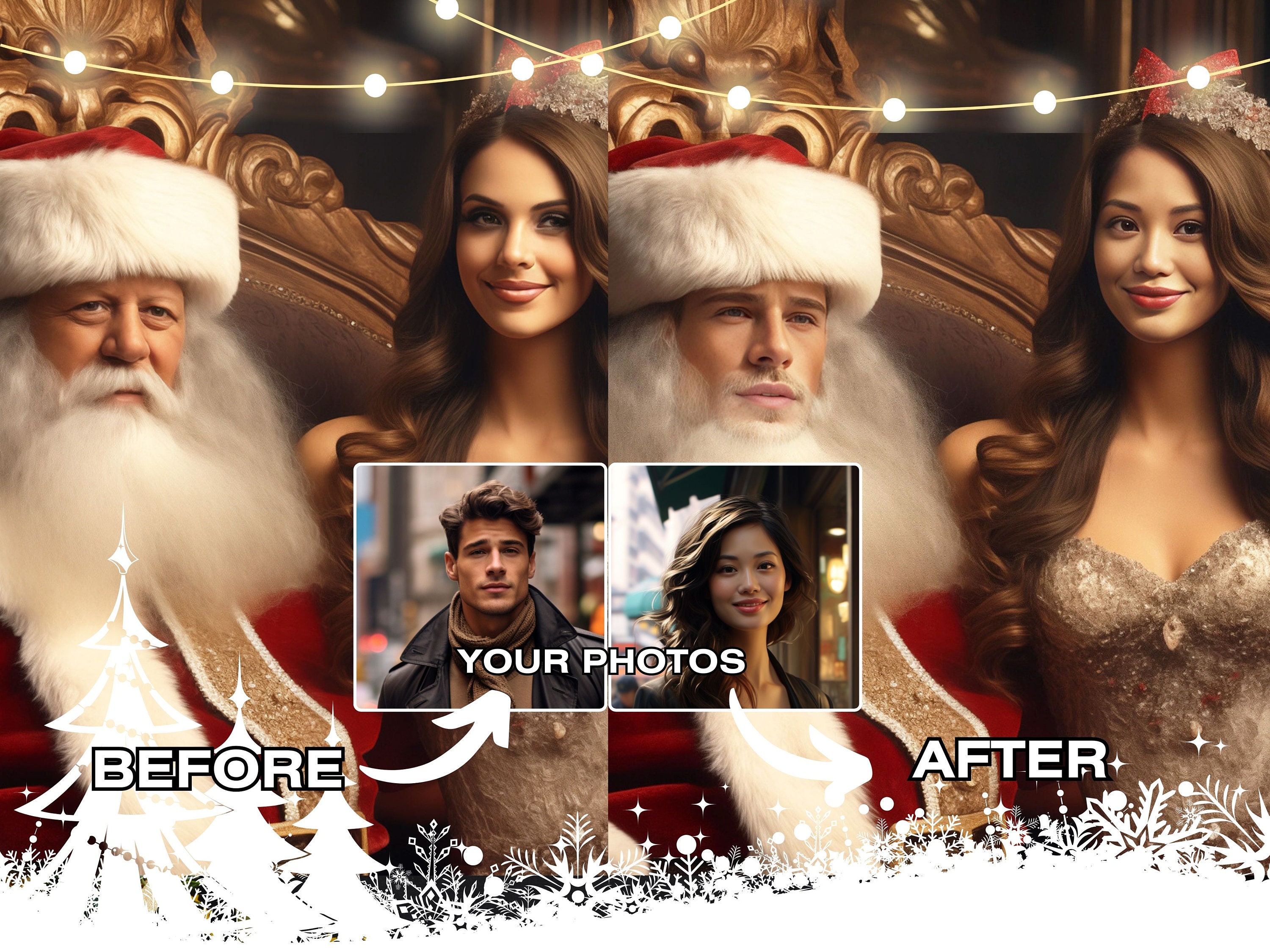 Santa Claus With Mrs. Claus Personalized Canvas Print, Santa Portrait ...