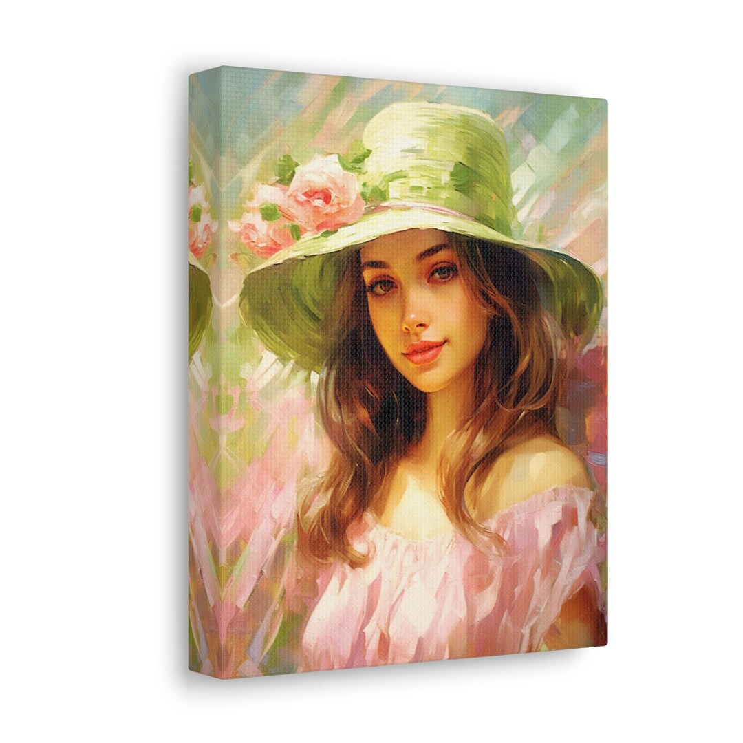 Neo-victorian Woman in a Hat, Canvas Print, Vintage Art, Beautiful ...