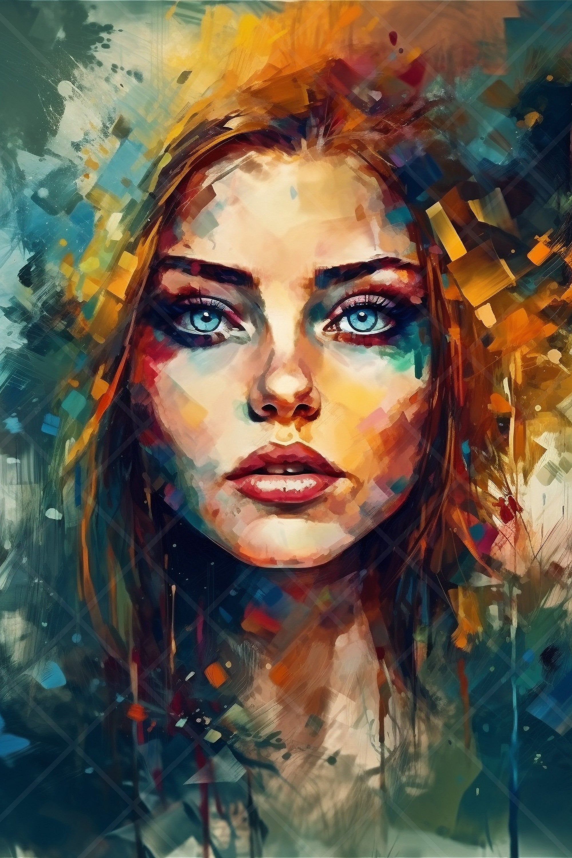 Beautiful Woman Art Abstract Woman Woman Portrait Colorful - Etsy