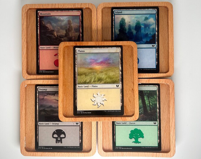Magic the Gathering (MTG) Mana Symbol Epoxy Resin Inlay Wooden Coasters ...