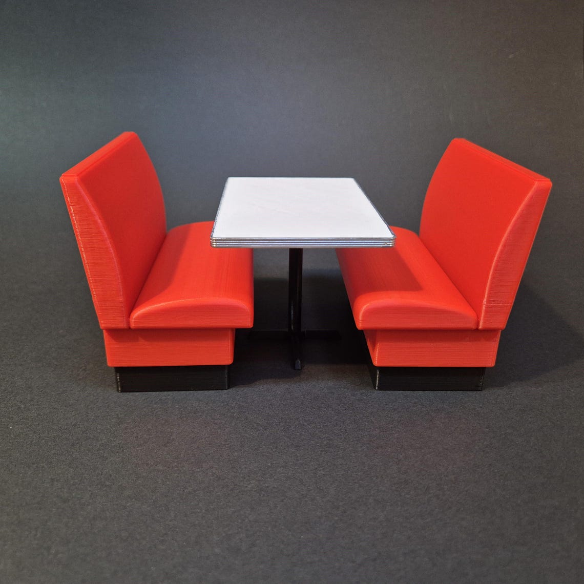 Miniature Retro Diner Bench Seat / Sofa and Table - Miniature Furniture ...