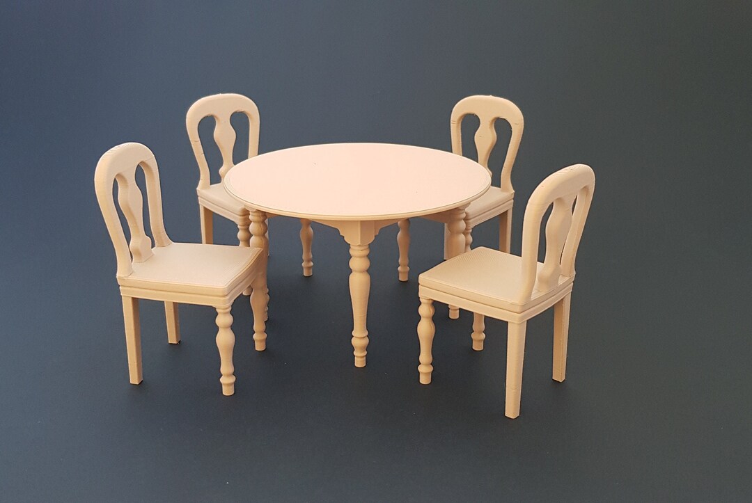 Dining Table and Chairs - Miniature Furniture 1/12 Scale, Digital STL ...