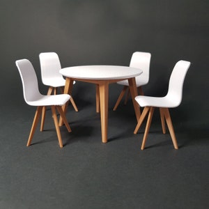Round Dining Table and Chairs - Miniature Furniture 1/12 Scale, Digital ...