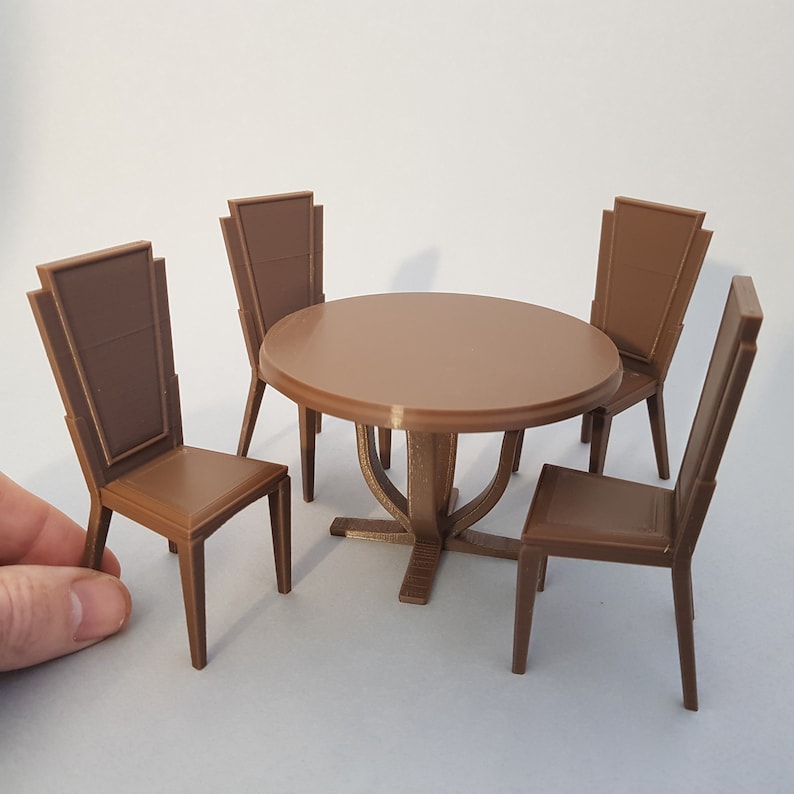 Art Deco Dining Table and Chairs - Miniature Furniture 1/12 Scale ...