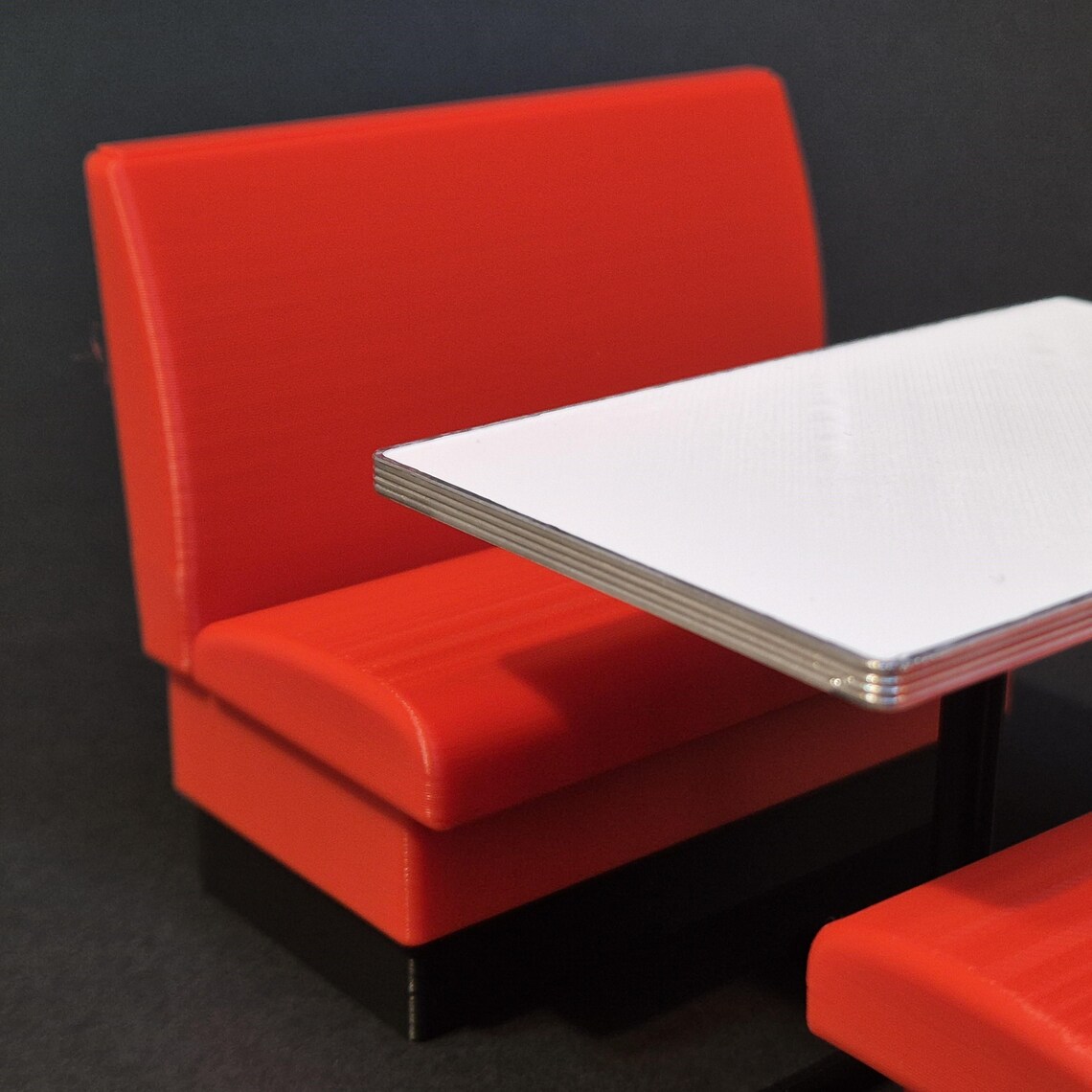 Miniature Retro Diner Bench Seat / Sofa and Table - Miniature Furniture ...