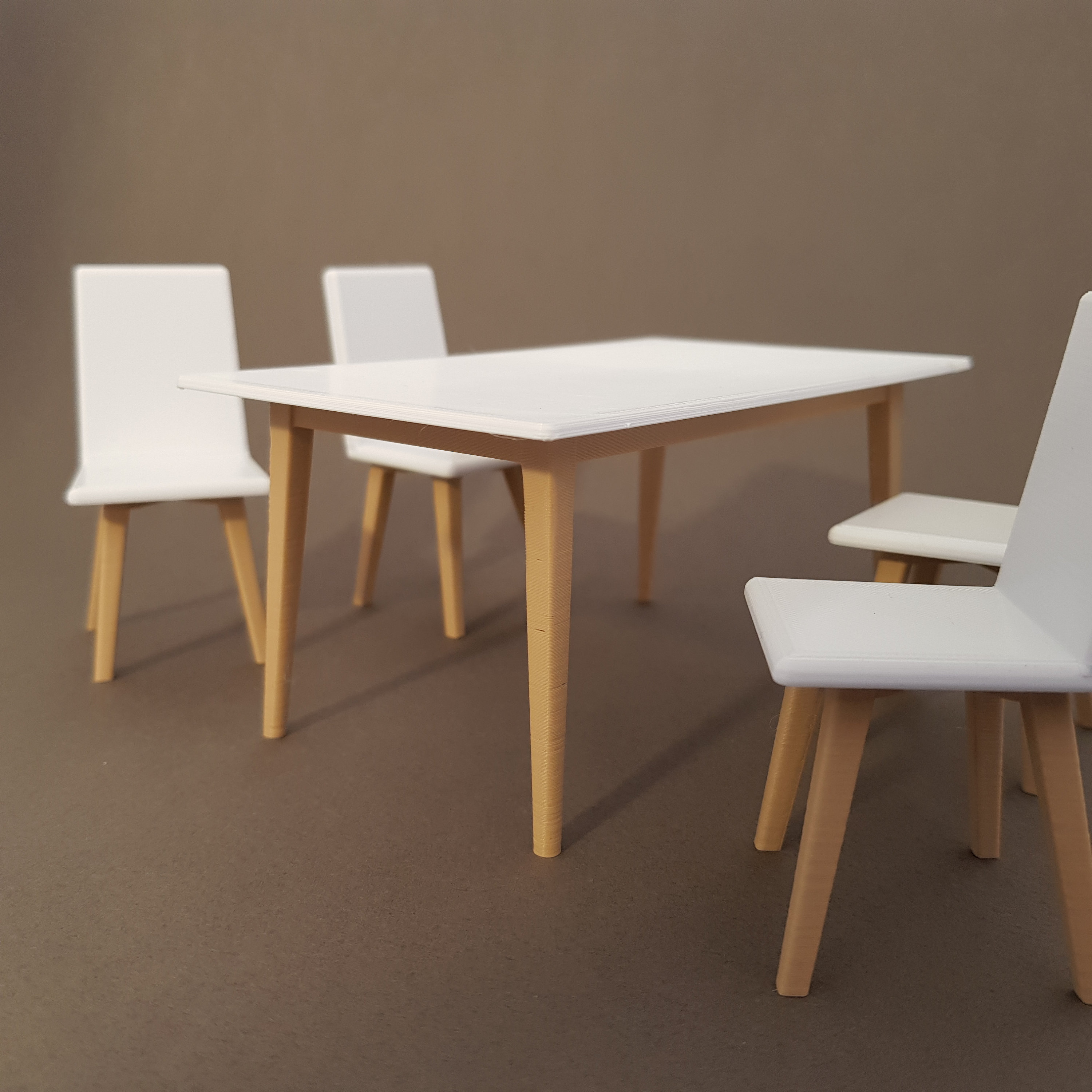Dining Table and Chairs - Miniature Furniture 1/12 Scale, Digital STL ...
