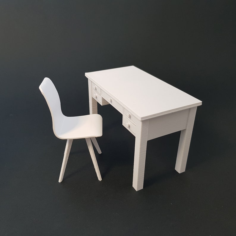 Miniature Writing Desk and Chair, With Working Drawers and Doors ...