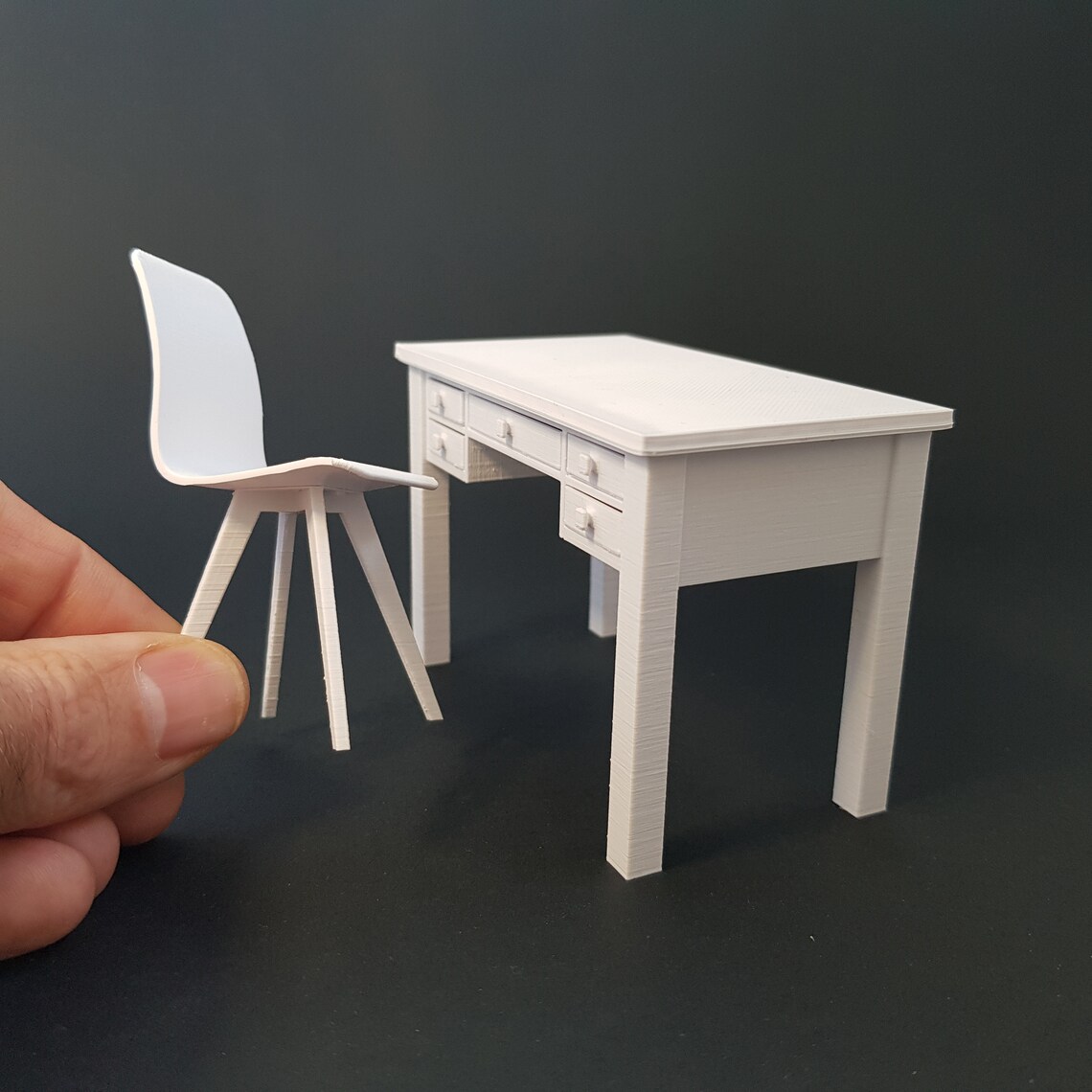 Miniature Writing Desk and Chair, With Working Drawers and Doors ...