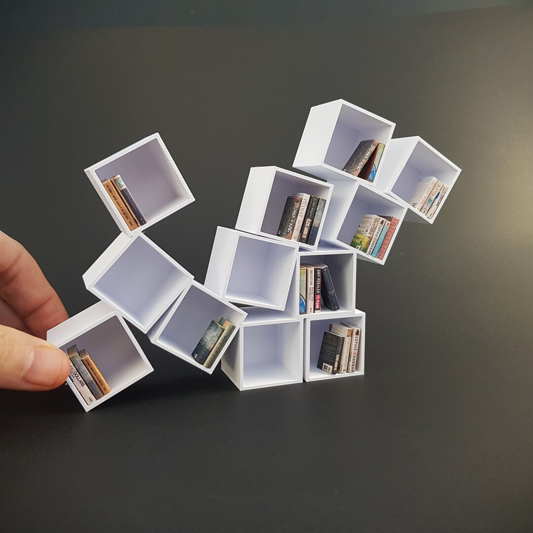 Tumbling Cubes Bookcase - Miniature Furniture 1/12 Scale, Digital STL ...