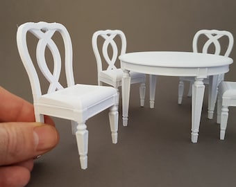 Art Deco Dining Table and Chairs - Miniature Furniture 1/12 Scale ...