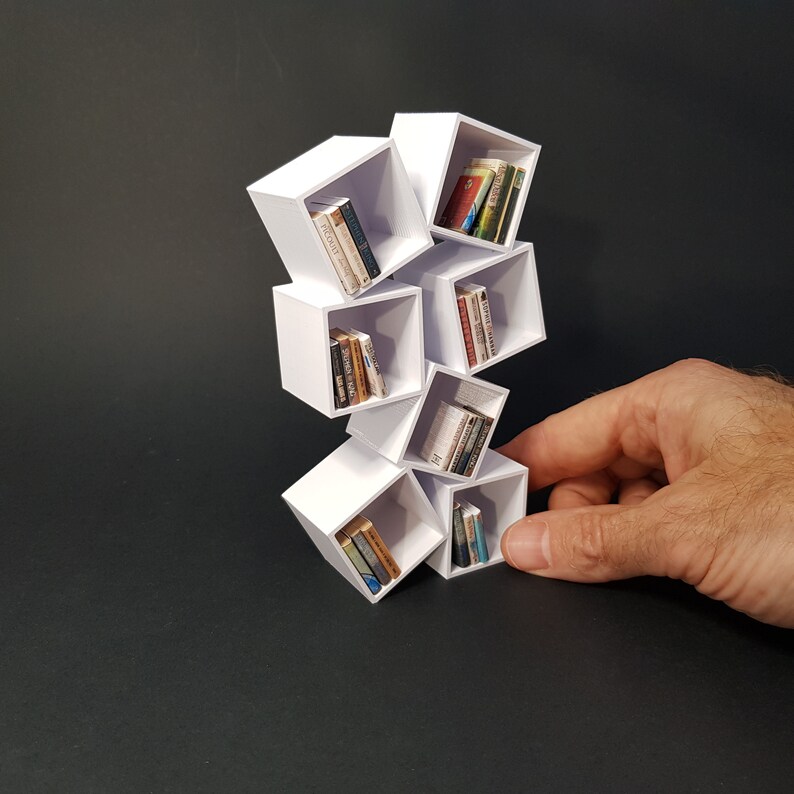 Miniature Balancing Cubes Bookcase - Miniature Furniture 1/12 Scale ...