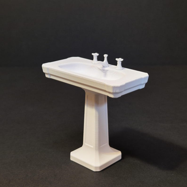 Miniature Art Deco Bathroom Pedestal Sink and Tapware - 1/12 Scale ...