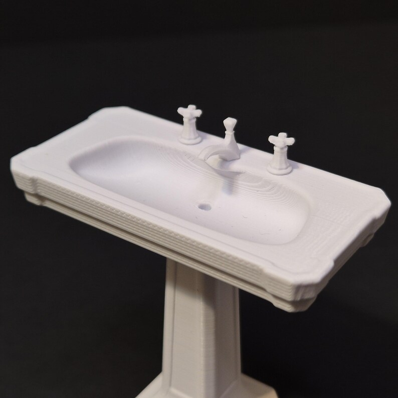 Miniature Art Deco Bathroom Pedestal Sink and Tapware - 1/12 Scale ...
