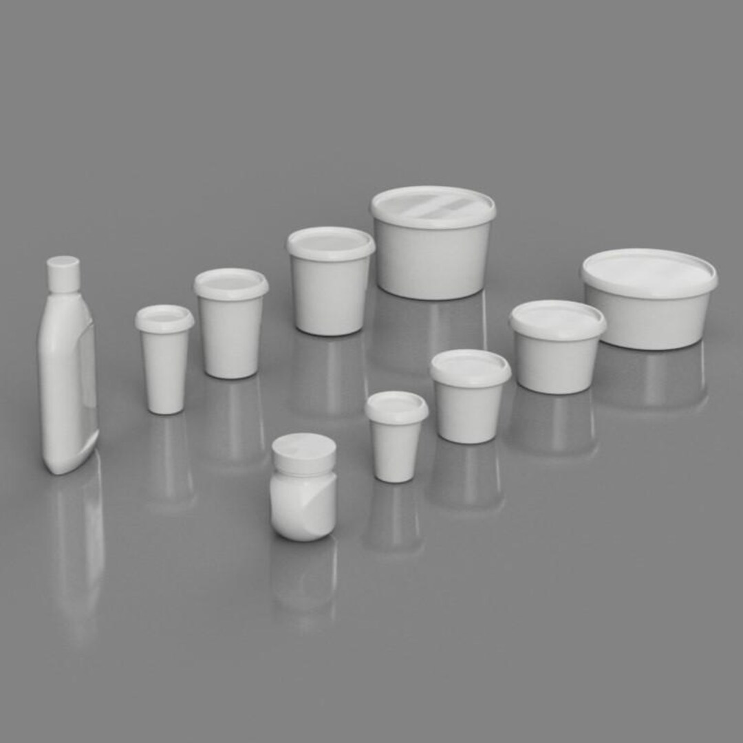 Food Containers - Round Tubs, Marmite Jar and Dettol Bottle - 1/12 ...