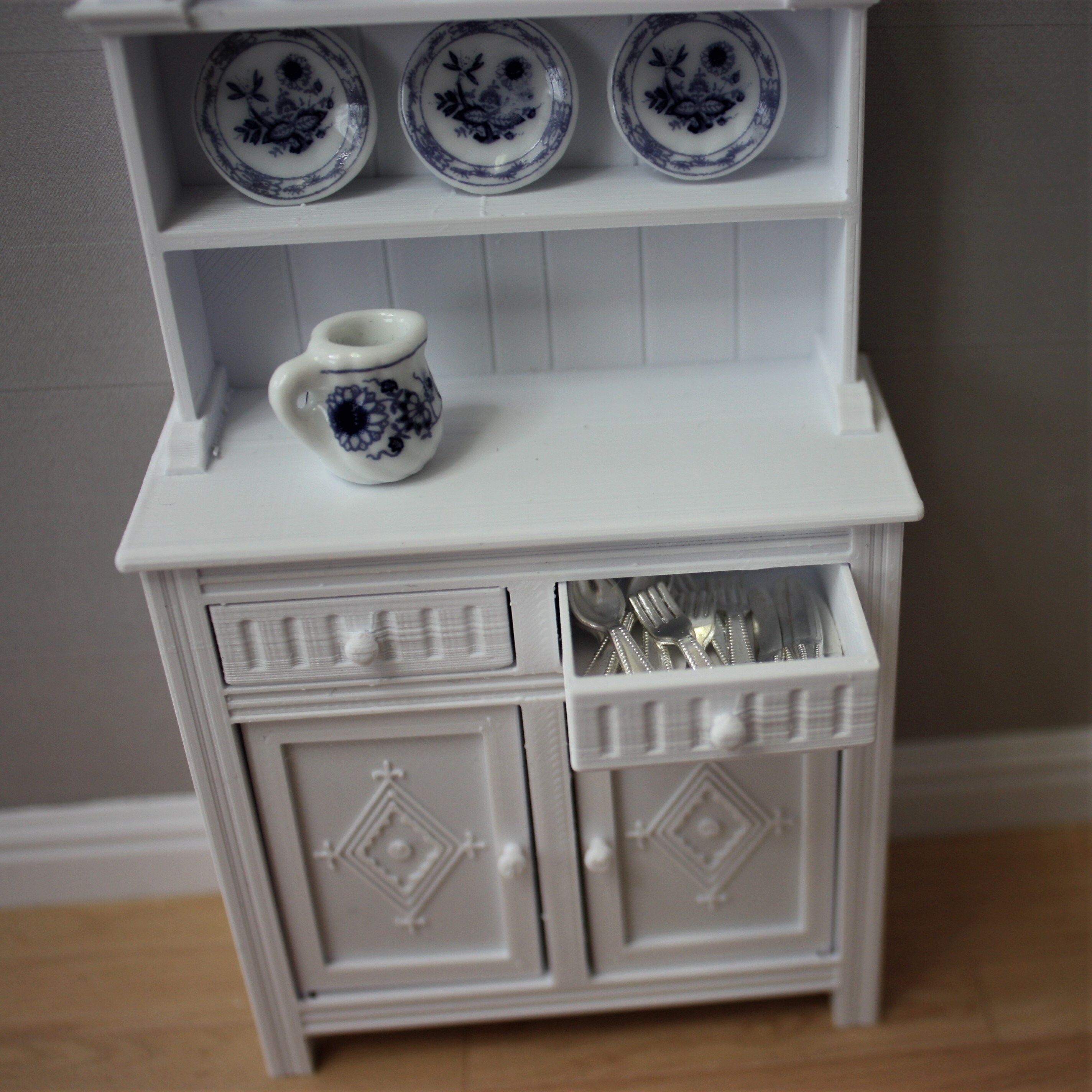 Miniature Dresser (hutch) With Working Drawers and Doors - Miniature ...
