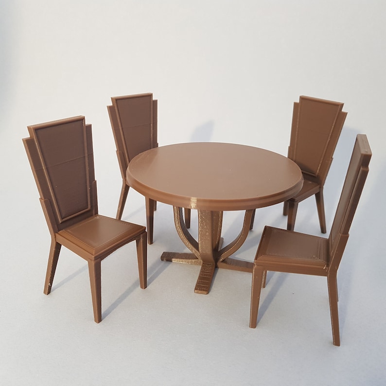 Art Deco Dining Table and Chairs Miniature Furniture 1/12 Scale ...
