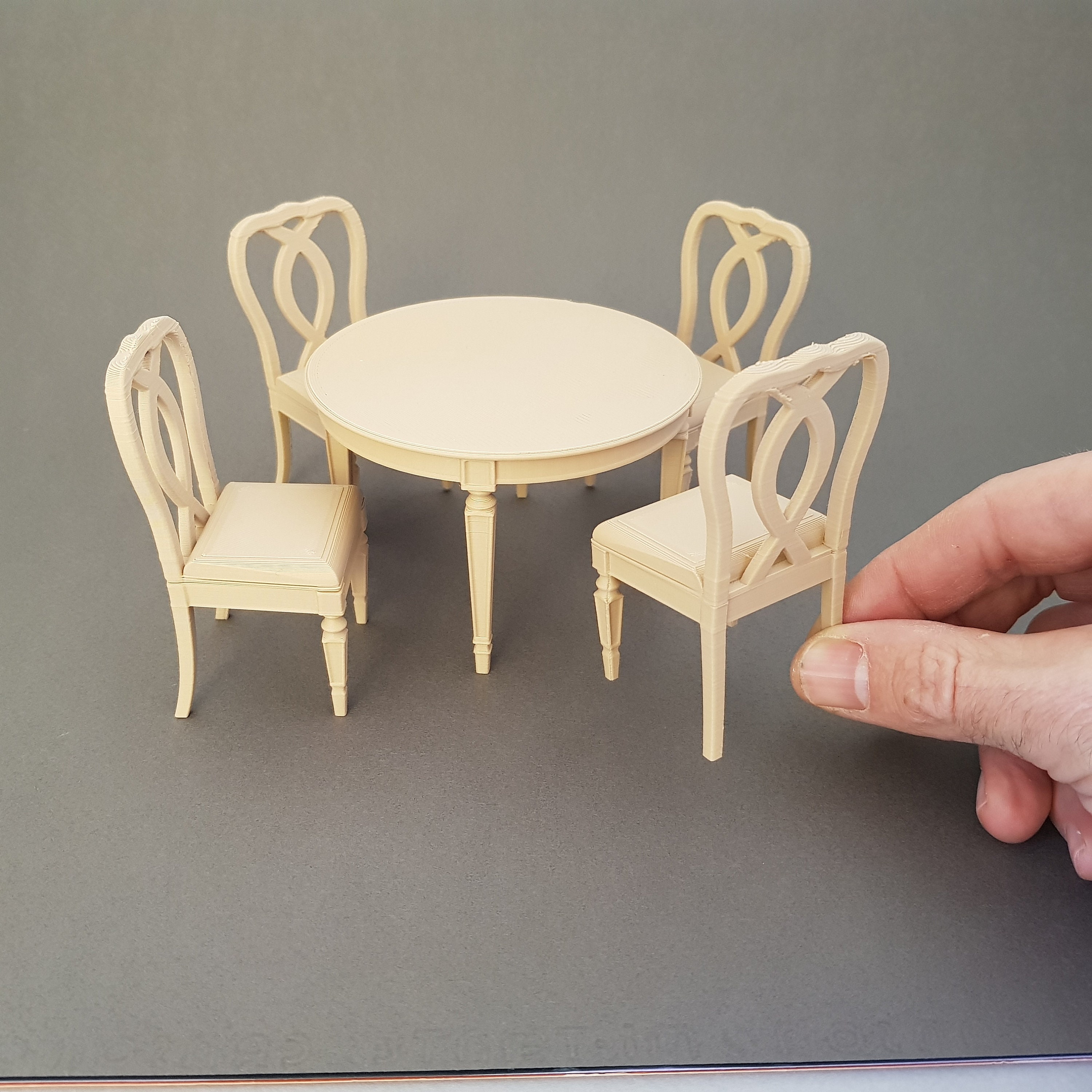 Dining Table and Chairs - Miniature Furniture 1/12 Scale, Digital STL ...