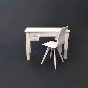 Miniature Writing Desk and Chair, With Working Drawers and Doors ...