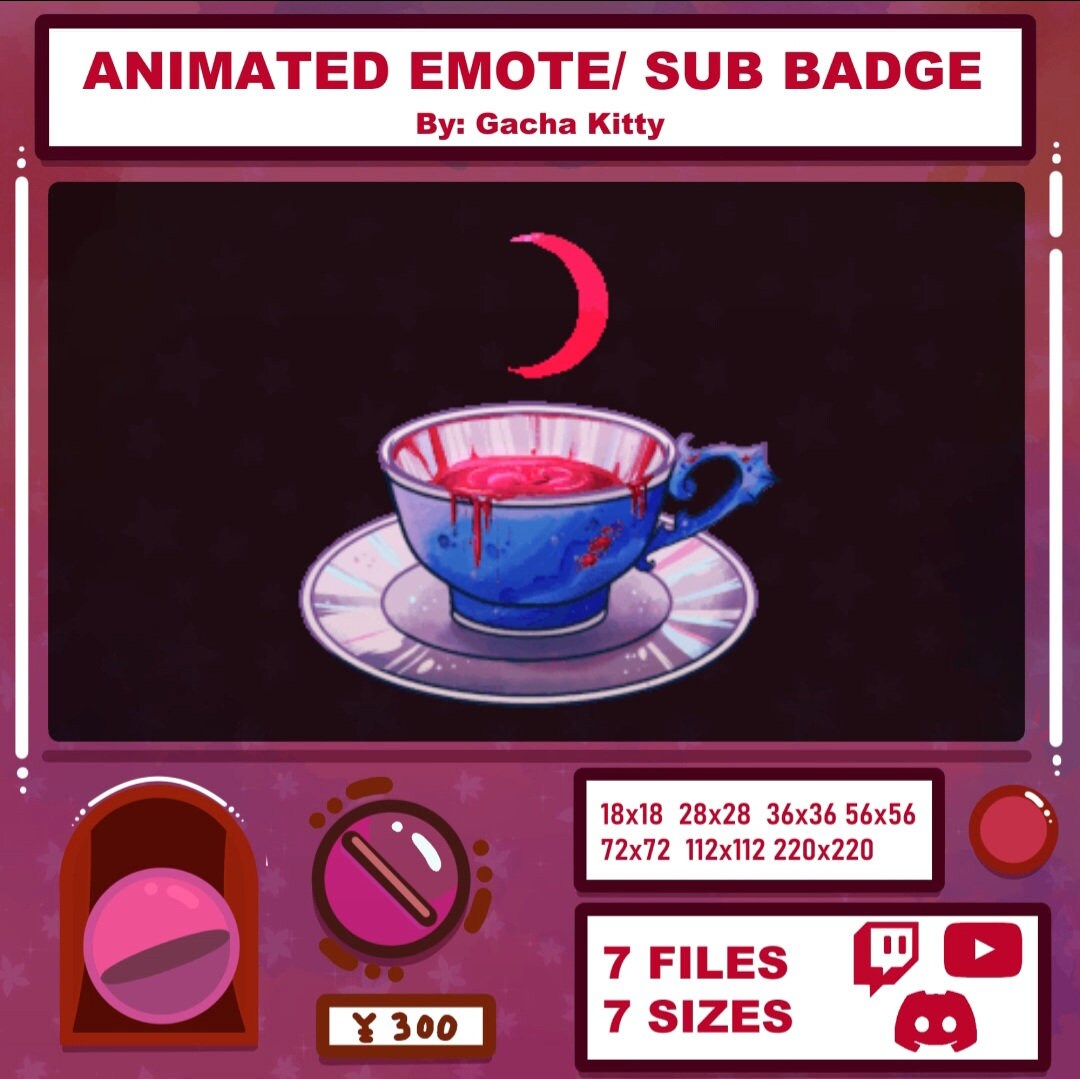 Animated Vampire Teacup Emote: Halloween Twitch/discord Sub Badge - Etsy
