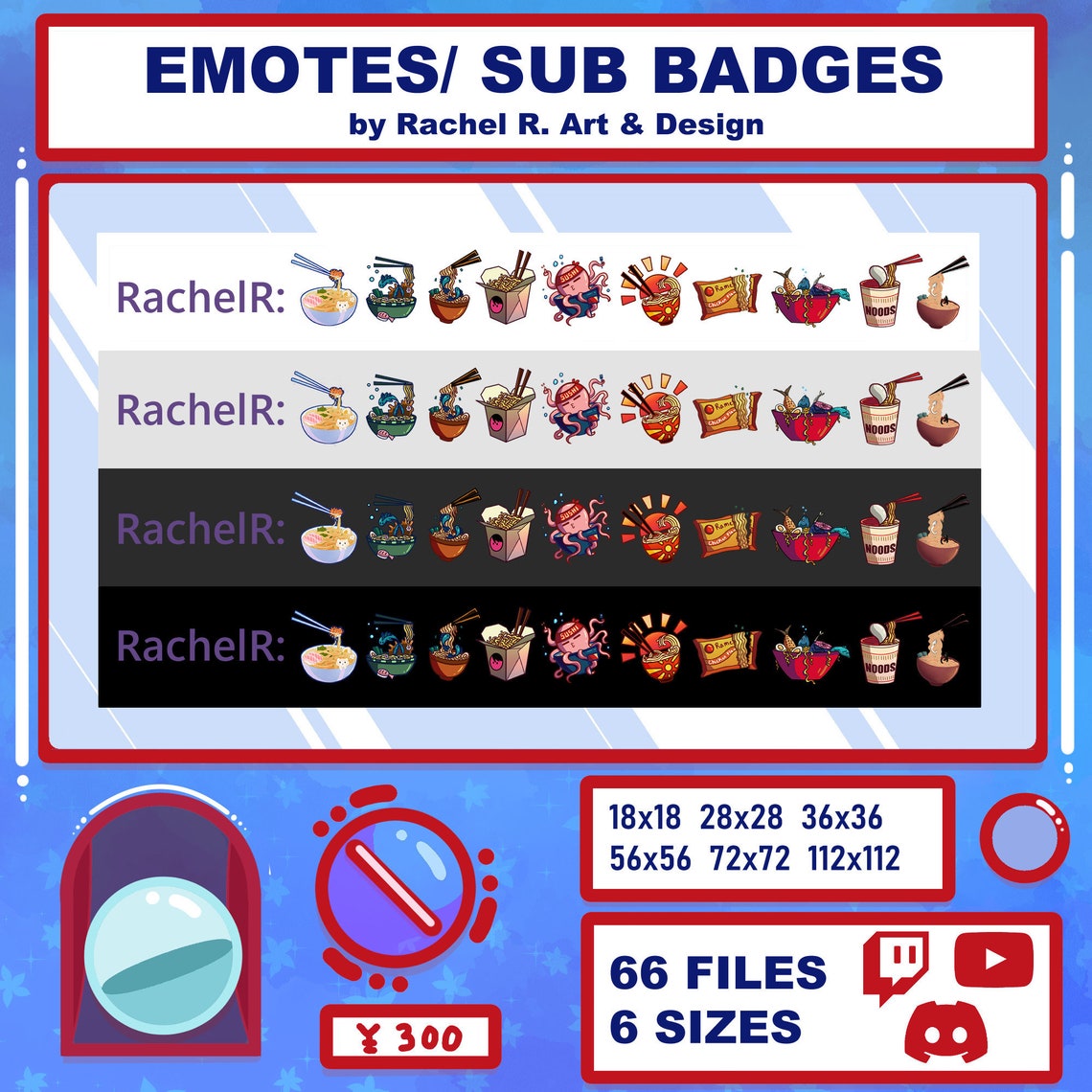 Ramen Bowl Emote Pack Twitch Discord Youtube Emotes Sub Badges Digital ...